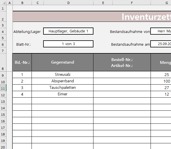 Inventurzettel und Inventurauswertung - kmu.kompetenzen